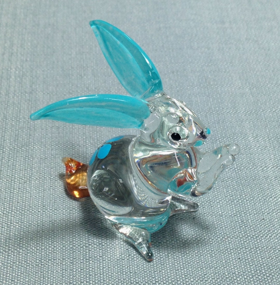 Miniature Hand Blown Glass Funny Rabbit Bunny Baby Animal - Etsy