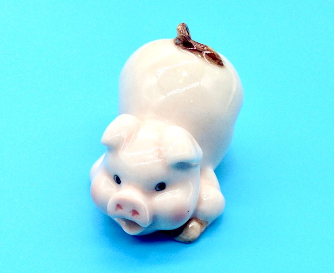 Miniature Ceramic Pig Pork Piglet Laying Animal Cute Little Light Pink ...