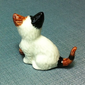 Miniature Ceramic Calico Cat Kitty Animal Tiny White Brown Black ...