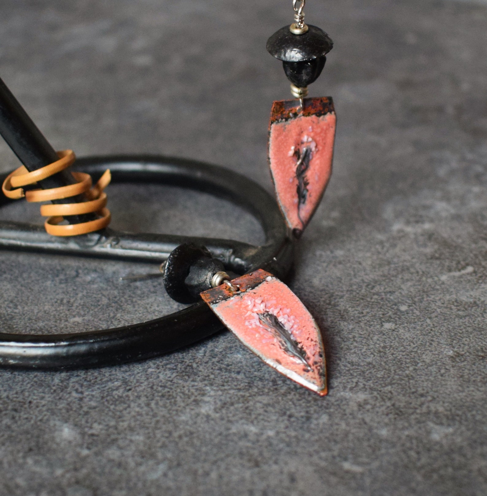 Tribal Enamel Earrings with African Glass Primitive Jewelry | Etsy