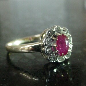 Antique Ruby and Mine Cut Diamond Ring - Etsy