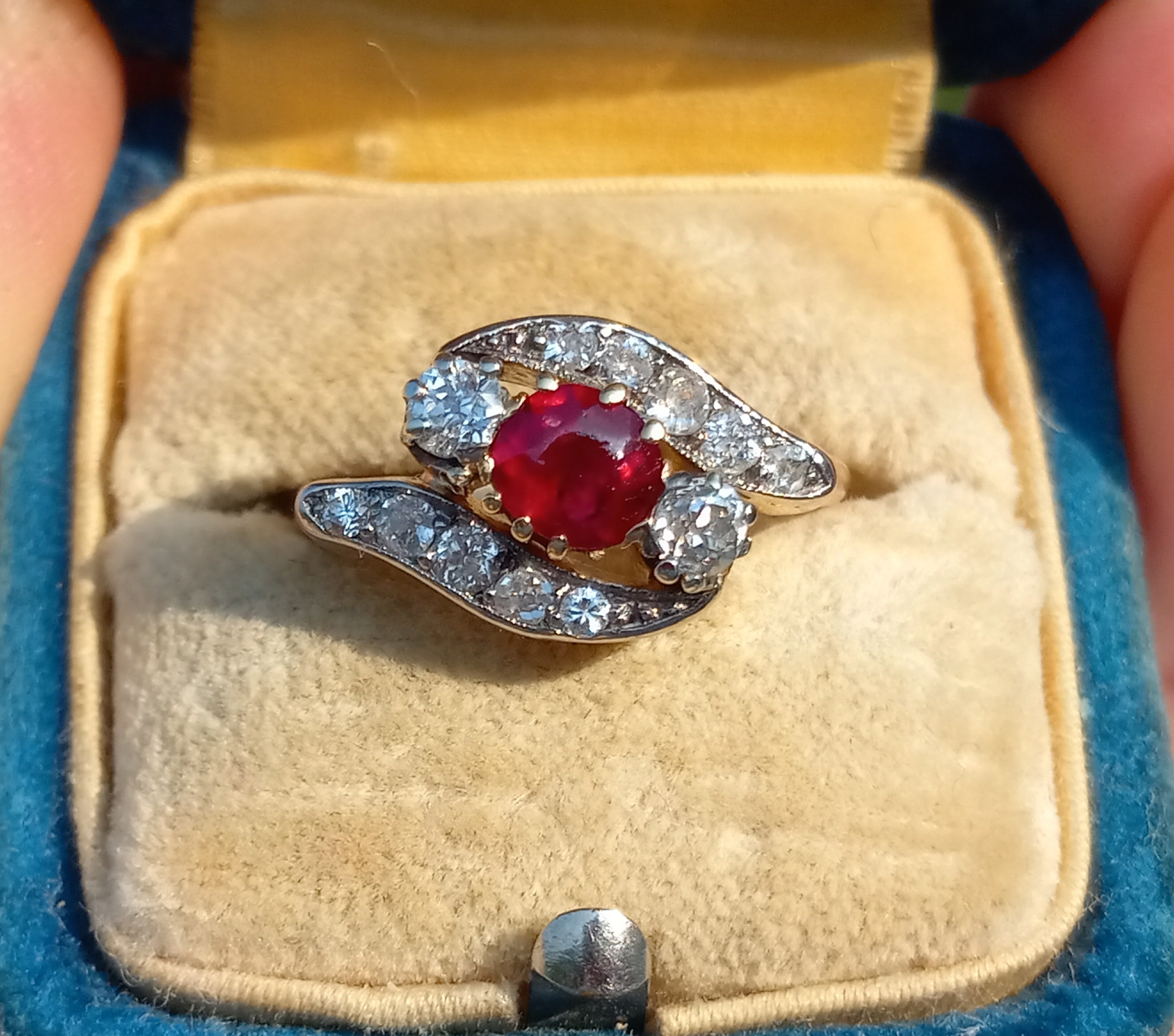 Antique Unheated Burmese Ruby and Mine Cut Diamond Ring 18k Yellow - Etsy