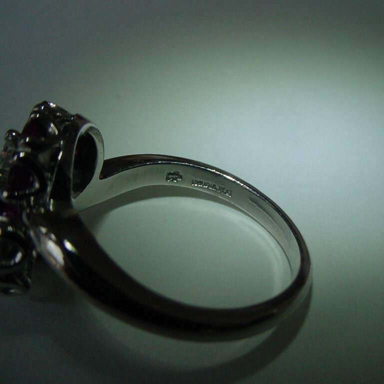 Art Deco Platinum Ruby Diamond Yin Yang Ring Jones & Woodland - Etsy