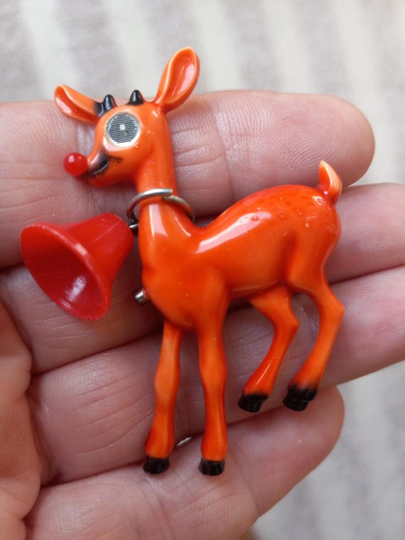1940's Rudolph Reindeer Winking Eye Plastic Celluloid… - Gem