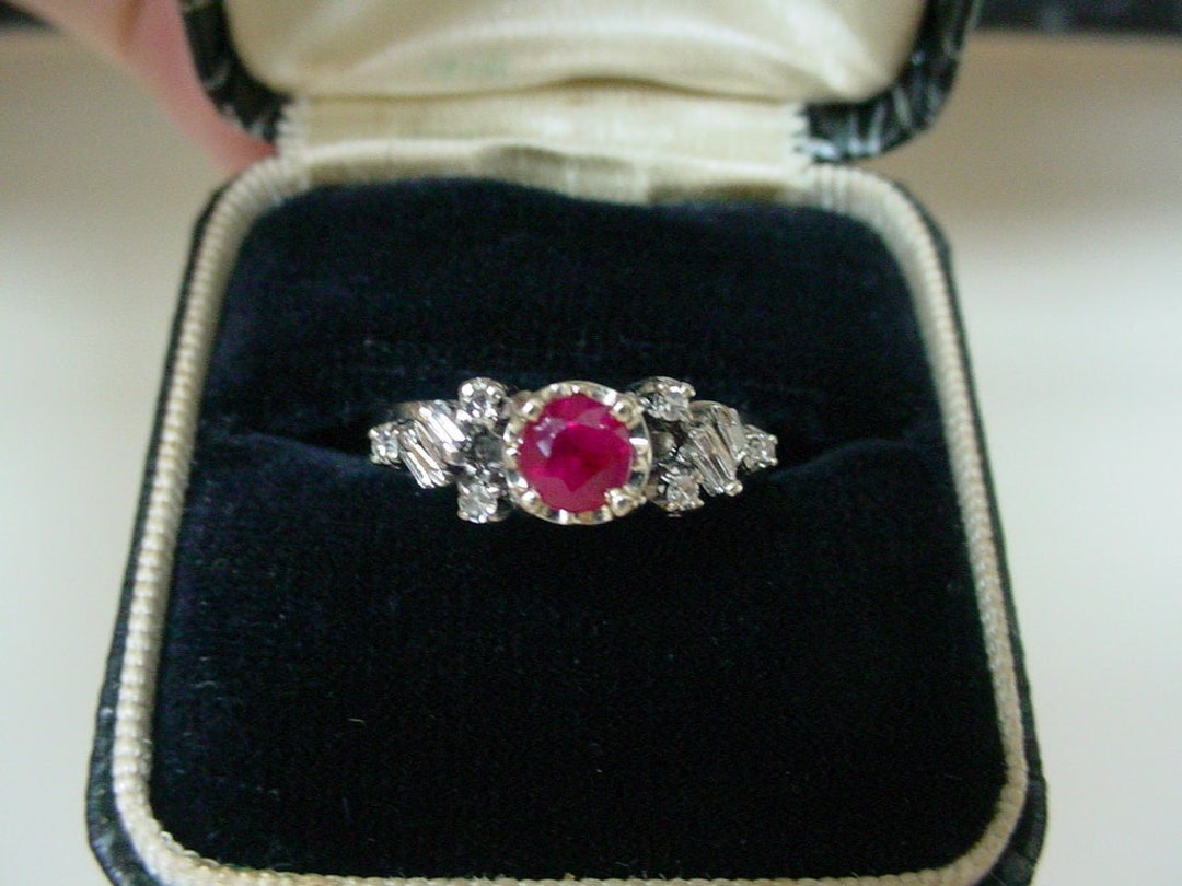 Old Ruby and Diamond Princess Ring in Mixed Metals - Etsy