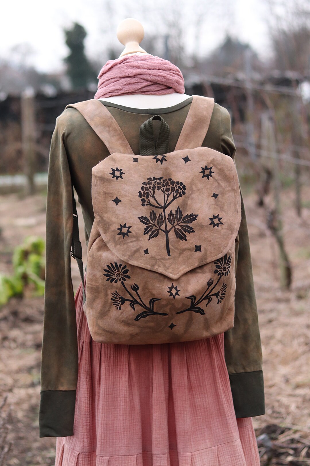 Cute Floral Canvas Backpack, Cottagecore Style, Granola Girl Must-have ...