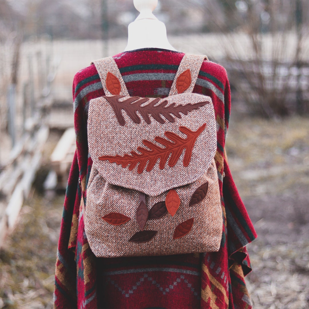 Rustic Fern Leaves Backpack, Cottagecore Style, Nature Lover Bag ...