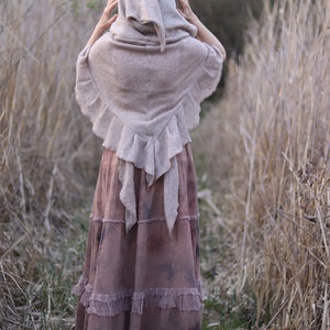 Cream Cottage Core Poncho With Elf Hood and Ruffles - Etsy