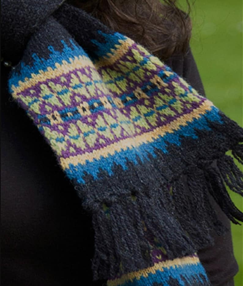 Fair Isle Scarf, Lambswool Scarf, Knitting Pattern, Knitted Scarf ...