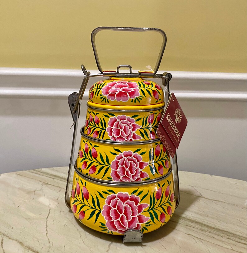 Kaushalam Hand Painted 3 Tier Lunch Box A Dabba or - Etsy