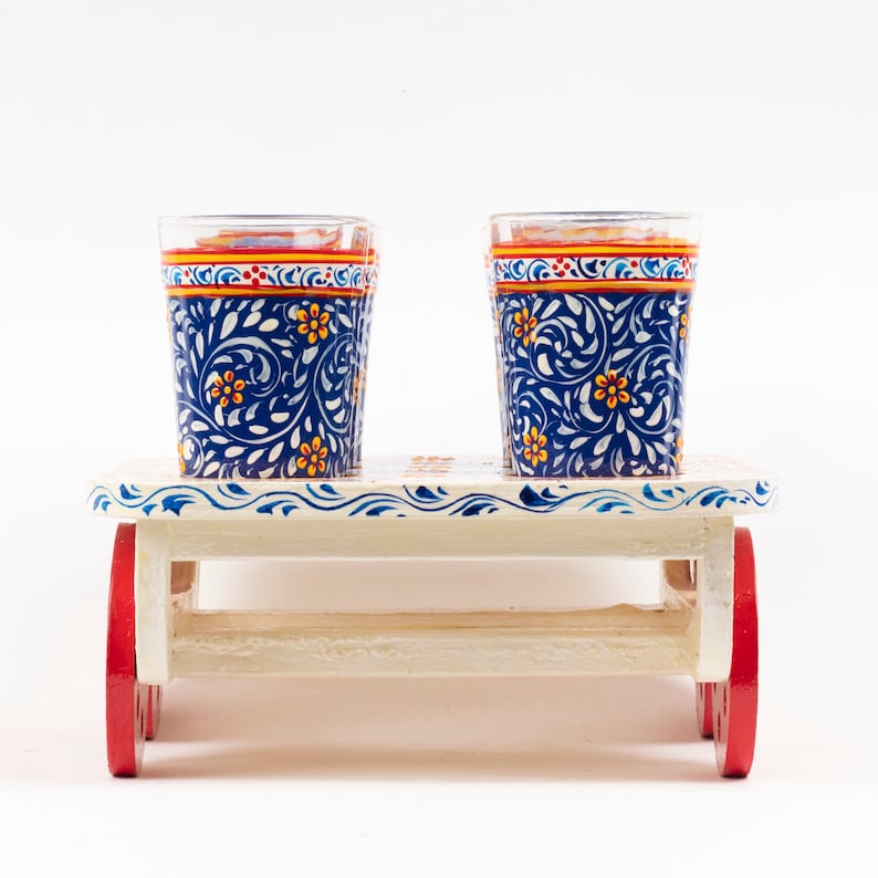 Hand Painted Tea Set Induction Friendly Steel Kettle Cart - Etsy