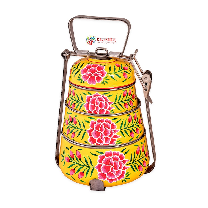 Kaushalam Hand Painted 3 Tier Lunch Box A Dabba or - Etsy