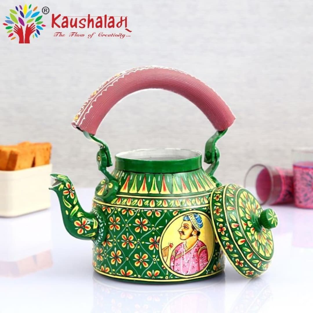Indian Ethnic Tea Kettle,veri Peri and Emerald Green Tea Pot Hand ...