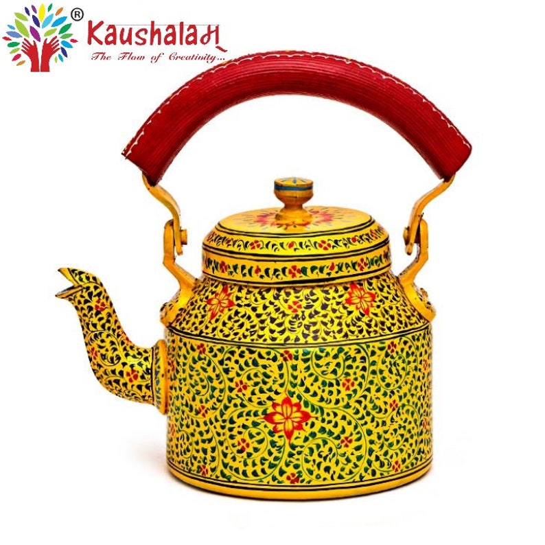 Indian Kettle Hand Painted Tea Kettle : sunshine - Etsy