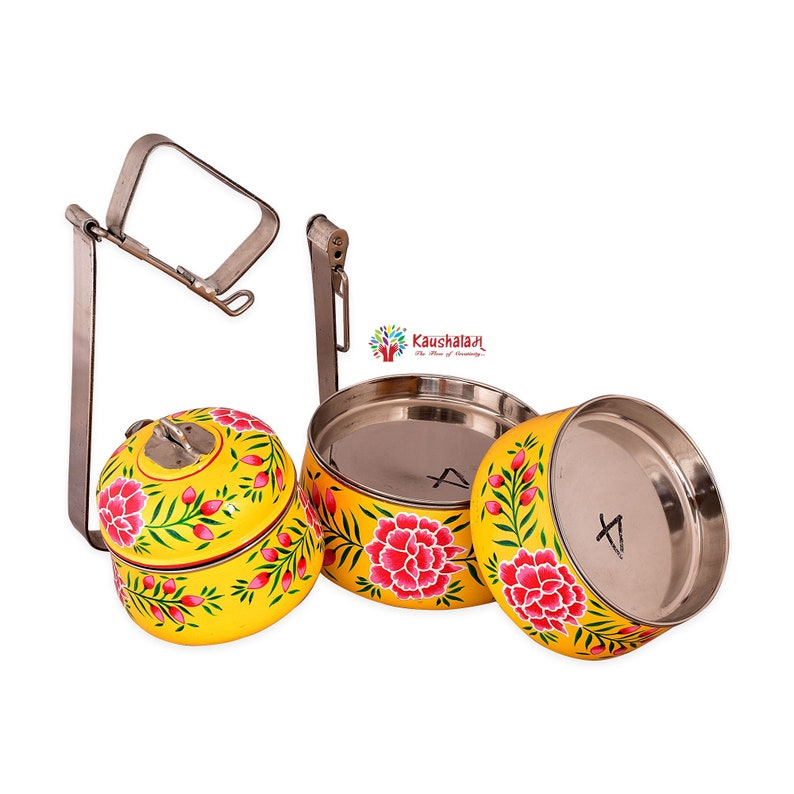 Kaushalam Hand Painted 3 Tier Lunch Box A Dabba or - Etsy