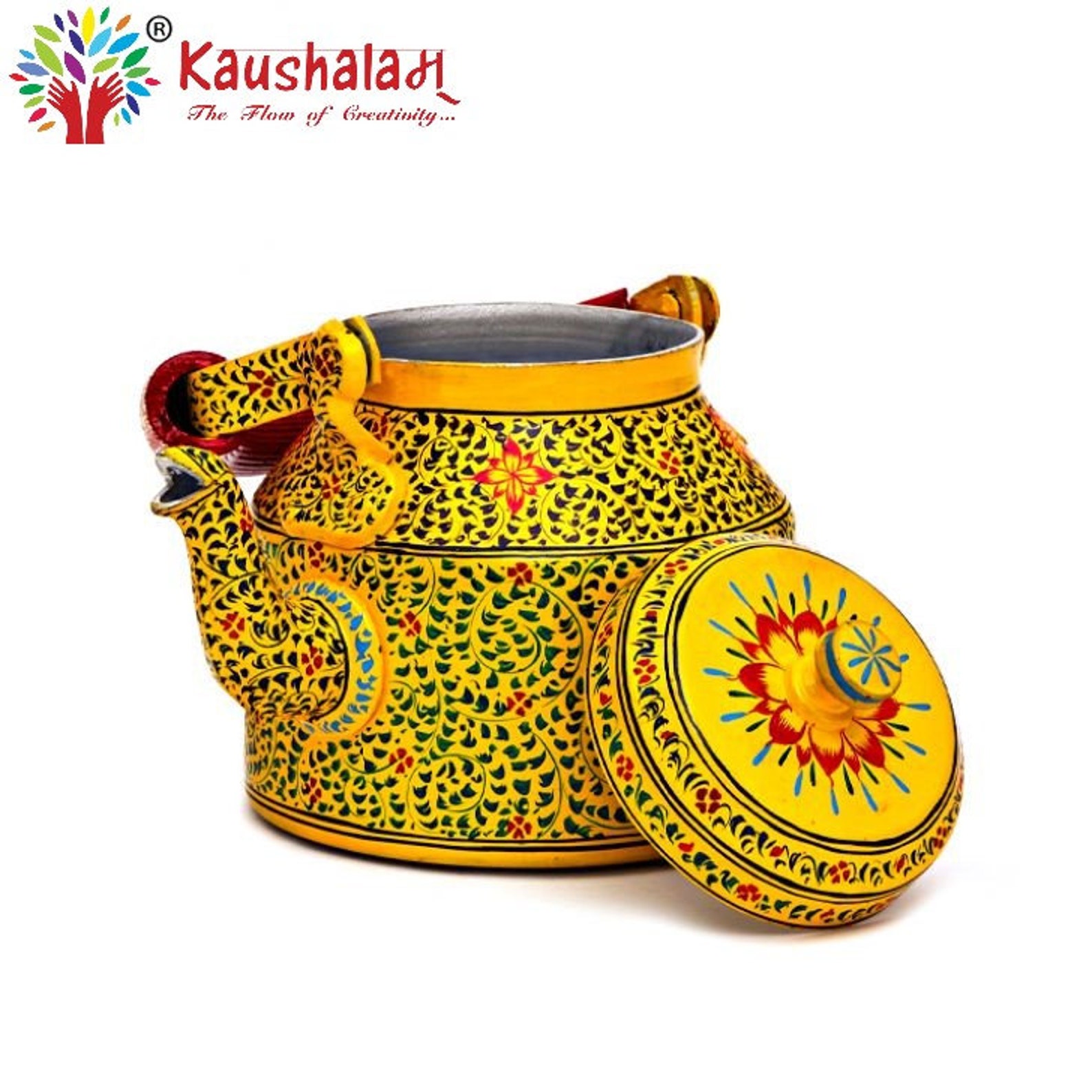 Indian Kettle Hand Painted Tea Kettle : sunshine | Etsy