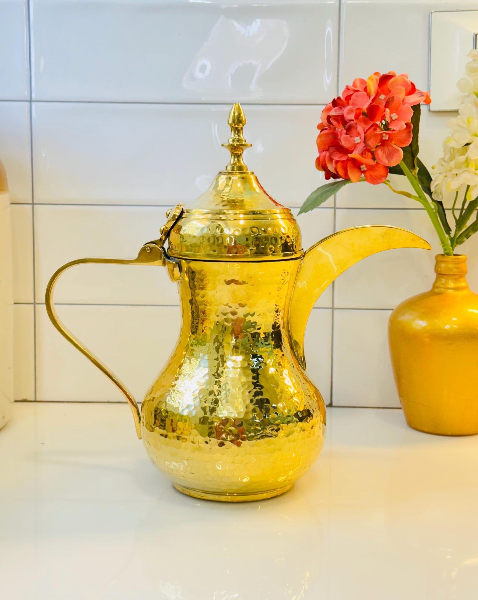 Engraved Brass Tea Kettle and Dallah Set: Arabic Coffee Pot - Etsy