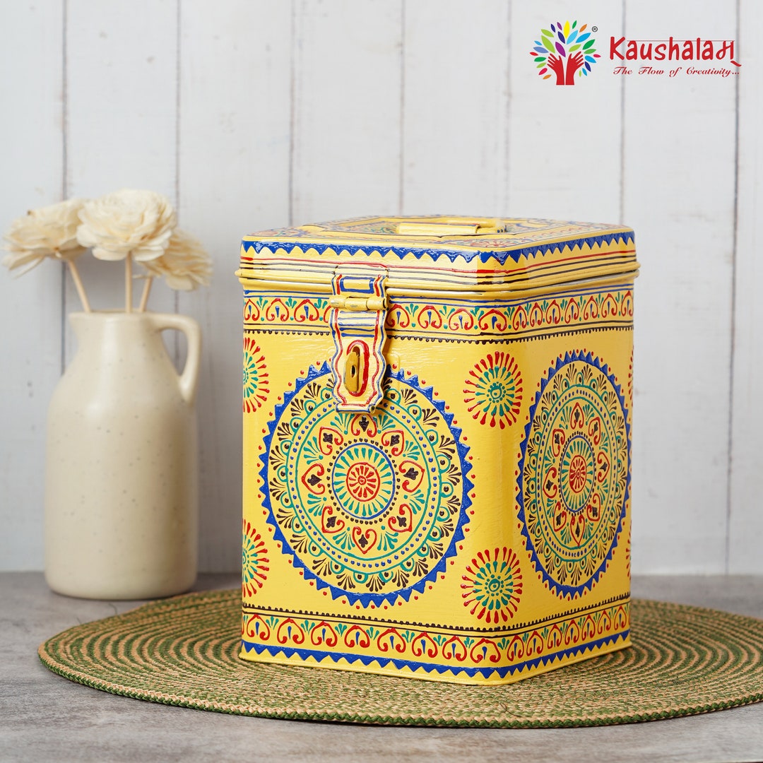 Hand Painted Stainless Steel Canisters, Rectangular Canister, Kitchen ...