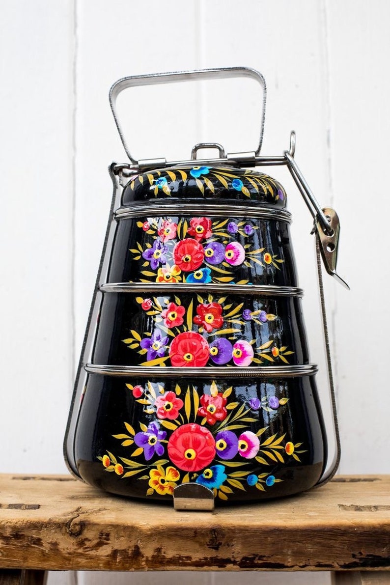 Kaushalam Hand Painted 3 Tier Lunch Box Indian Dabba - Etsy