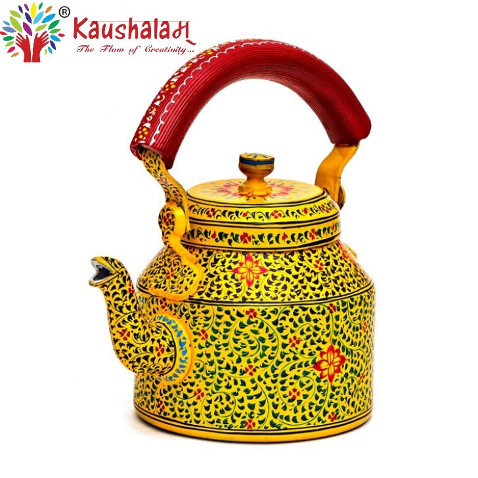 Indian Kettle Hand Painted Tea Kettle : sunshine - Etsy