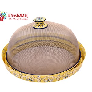 Mesh Food Screen Bug Cover and Tray Hand Painted Cloche With Round ...
