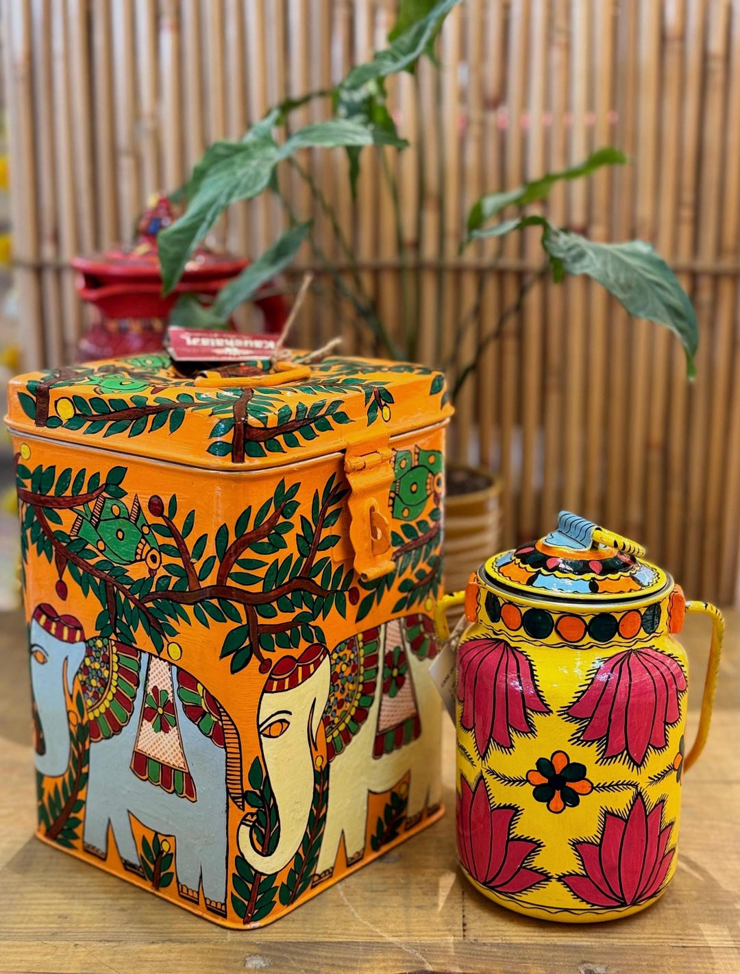 Hand Painted Canisters and Bucket Set : Kitchen Storage Bucket ...