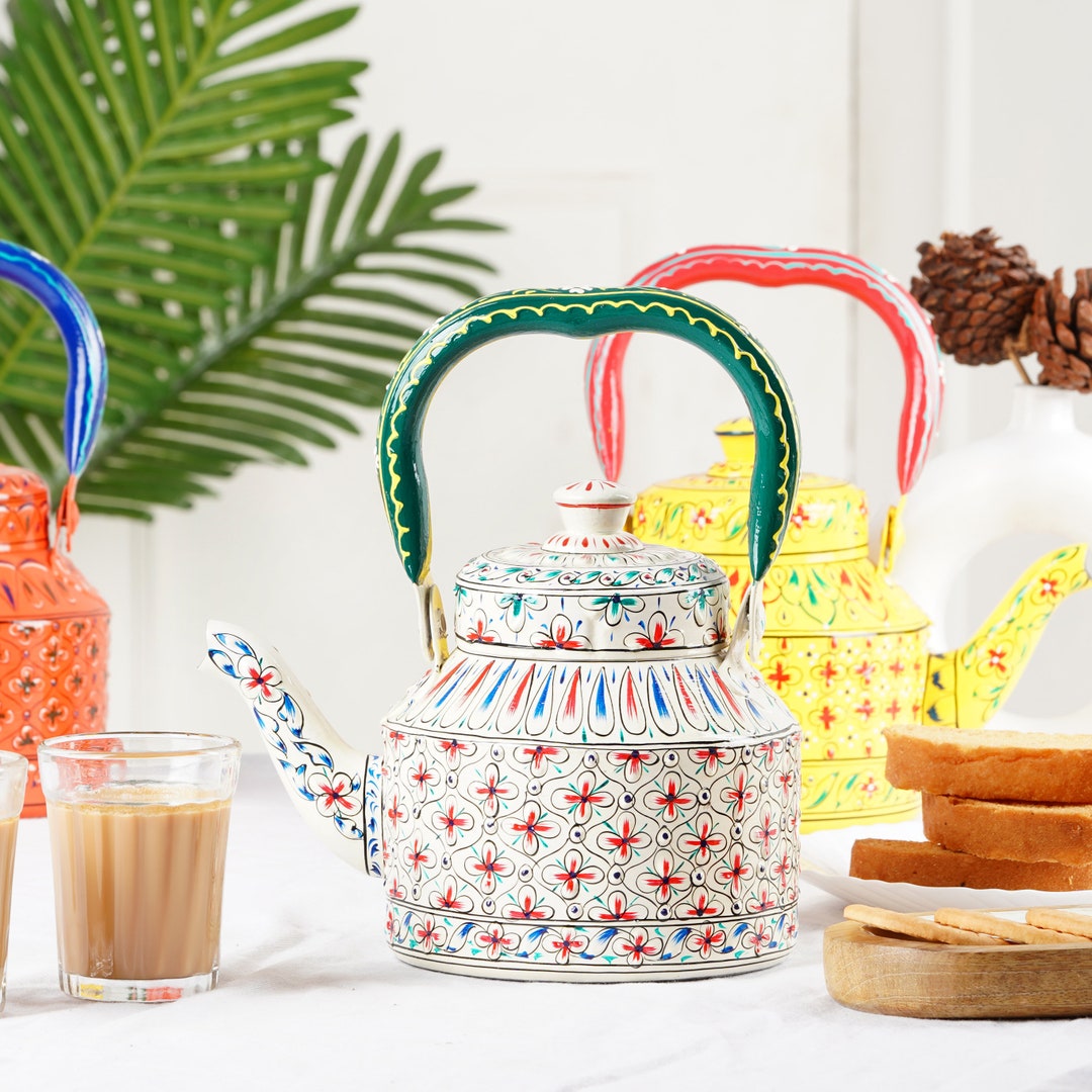 Hand Painted Stainless Steel Tea Kettle, Induction Tea Kettle, Festive ...