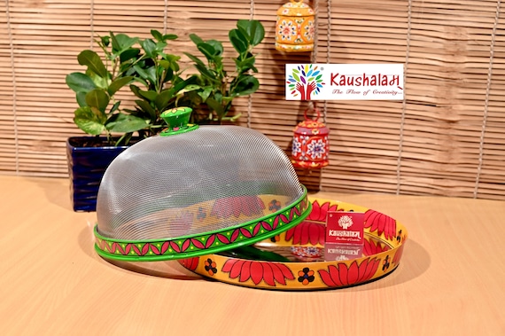Mesh Food Screen Bug Cover and Tray Hand Painted Cloche With - Etsy