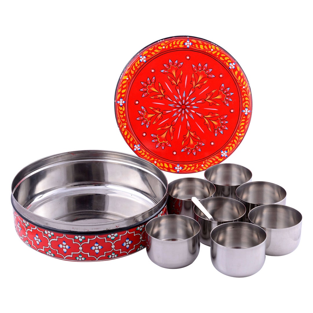 Hand Painted Spice Box Masala Box, Spice Containers, Indian Masala Box ...