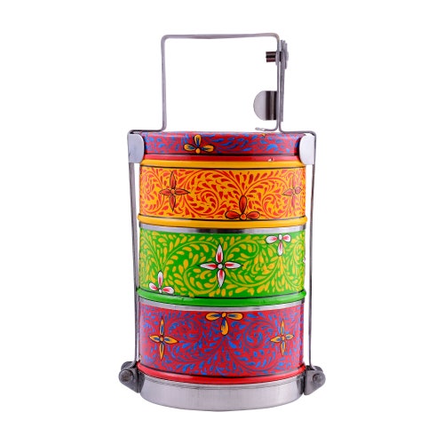 Kaushalam Hand Painted 3 Tier Lunch Box Indian Dabba - Etsy