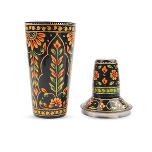 Hand Painted Cocktail Shaker Set: Stainless Steel Barware, Black Magic ...