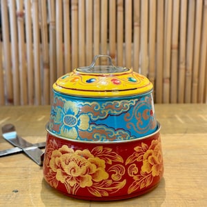 Hand Painted Indian Tiffin Box: 2-tier Stainless Steel Lunch Box - Etsy