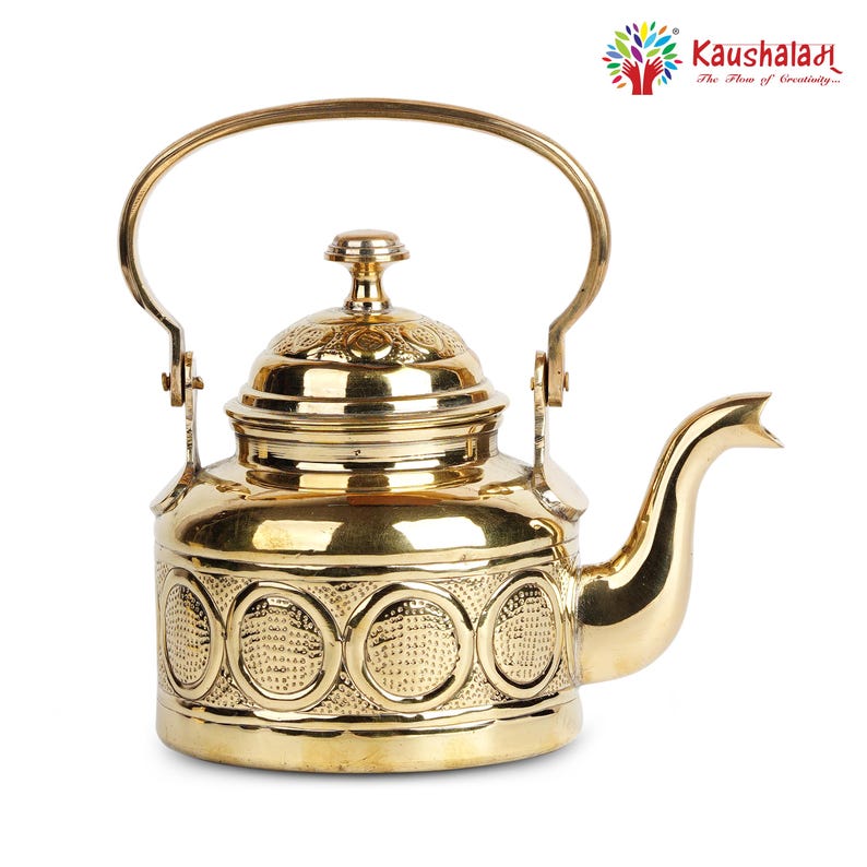 Engraved Brass Tea Kettle and Dallah Set: Arabic Coffee Pot - Etsy