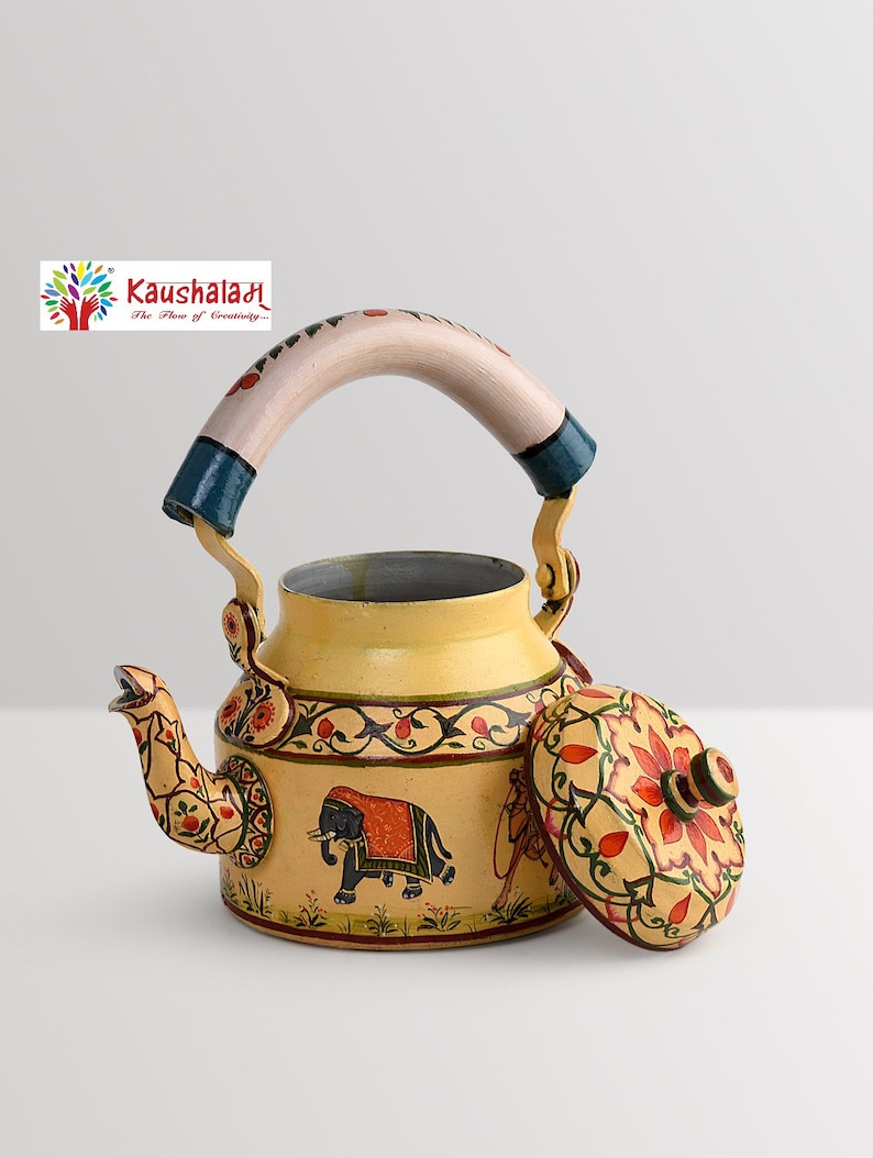Kaushalam Hand Painted Tea Kettle : Camel Elephant Rajasthan - Etsy