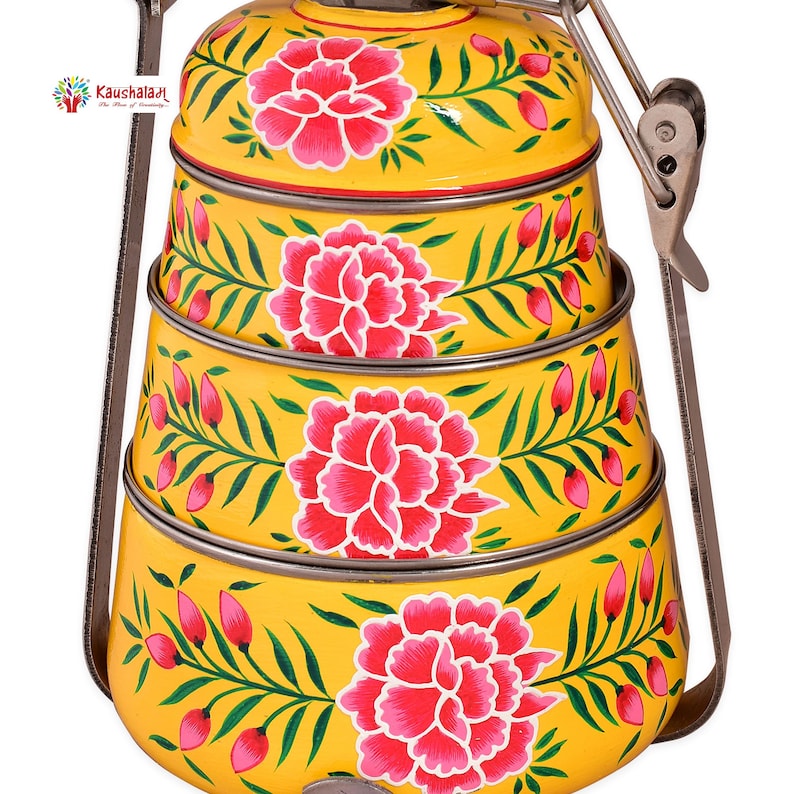 Kaushalam Hand Painted 3 Tier Lunch Box A Dabba or - Etsy