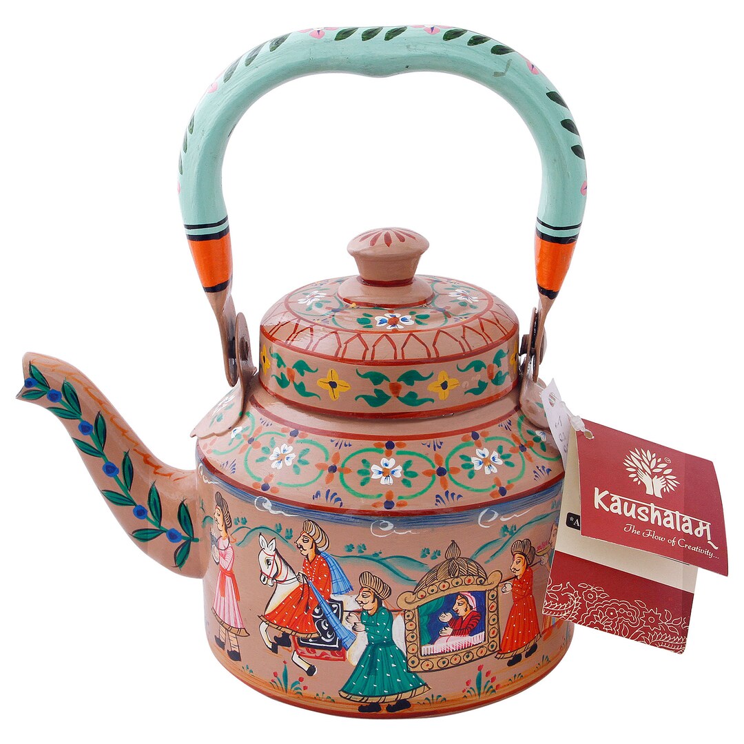 Induction Tea Kettle, Hand Painted Stainless Steel Kettle, Indian ...