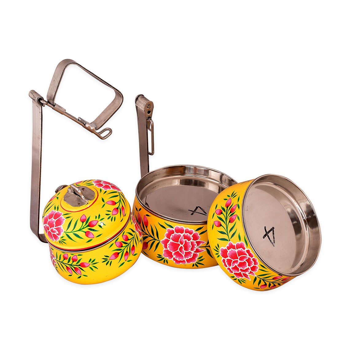 Kaushalam hand painted 3 tier lunch box A dabba or | Etsy