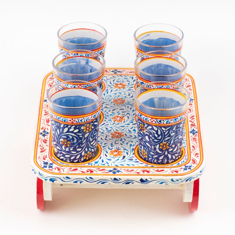 Hand Painted Tea Set Induction Friendly Steel Kettle Cart - Etsy