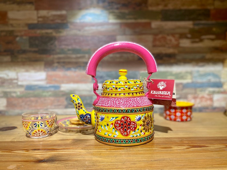 Kaushalam Hand Painted Tea Kettle : Bright Colorful With - Etsy