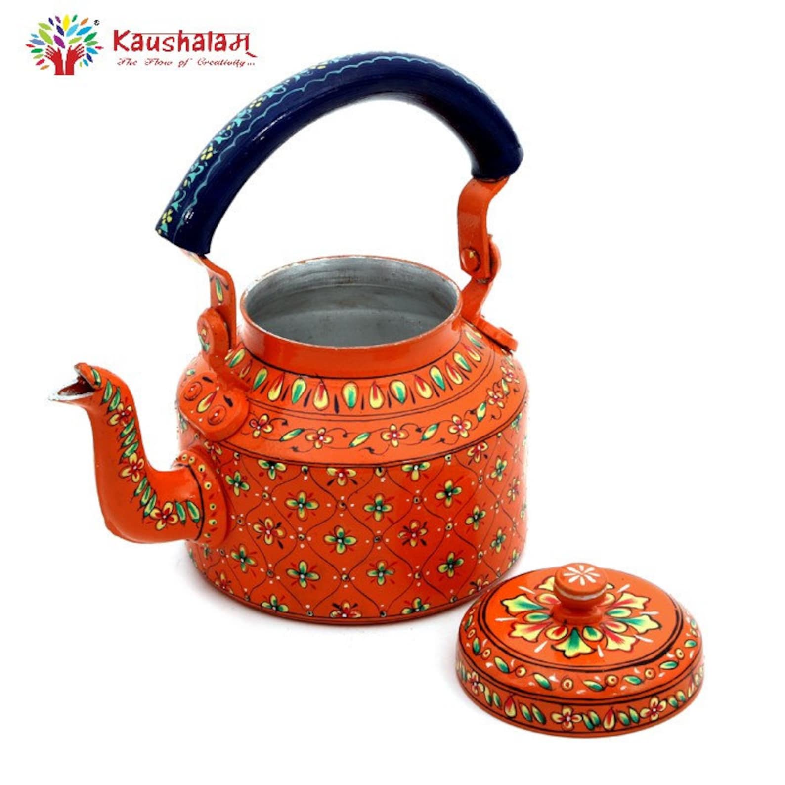 Tea Kettle Kaushalam Hand Painted Tea Kettle : Orange | Etsy