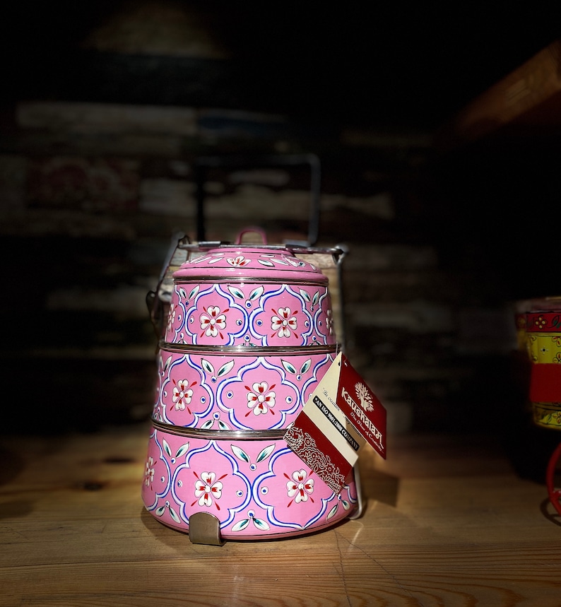 Kaushalam Hand Painted 3 Tier Pyramid Stackable Lunch Box A | Etsy