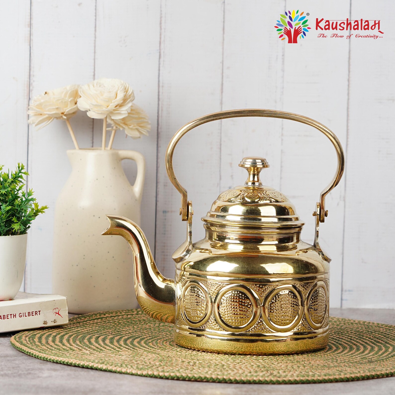 Engraved Brass Tea Kettle and Dallah Set: Arabic Coffee Pot - Etsy