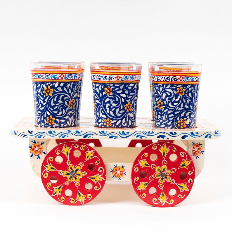 Hand Painted Tea Set Induction Friendly Steel Kettle Cart - Etsy