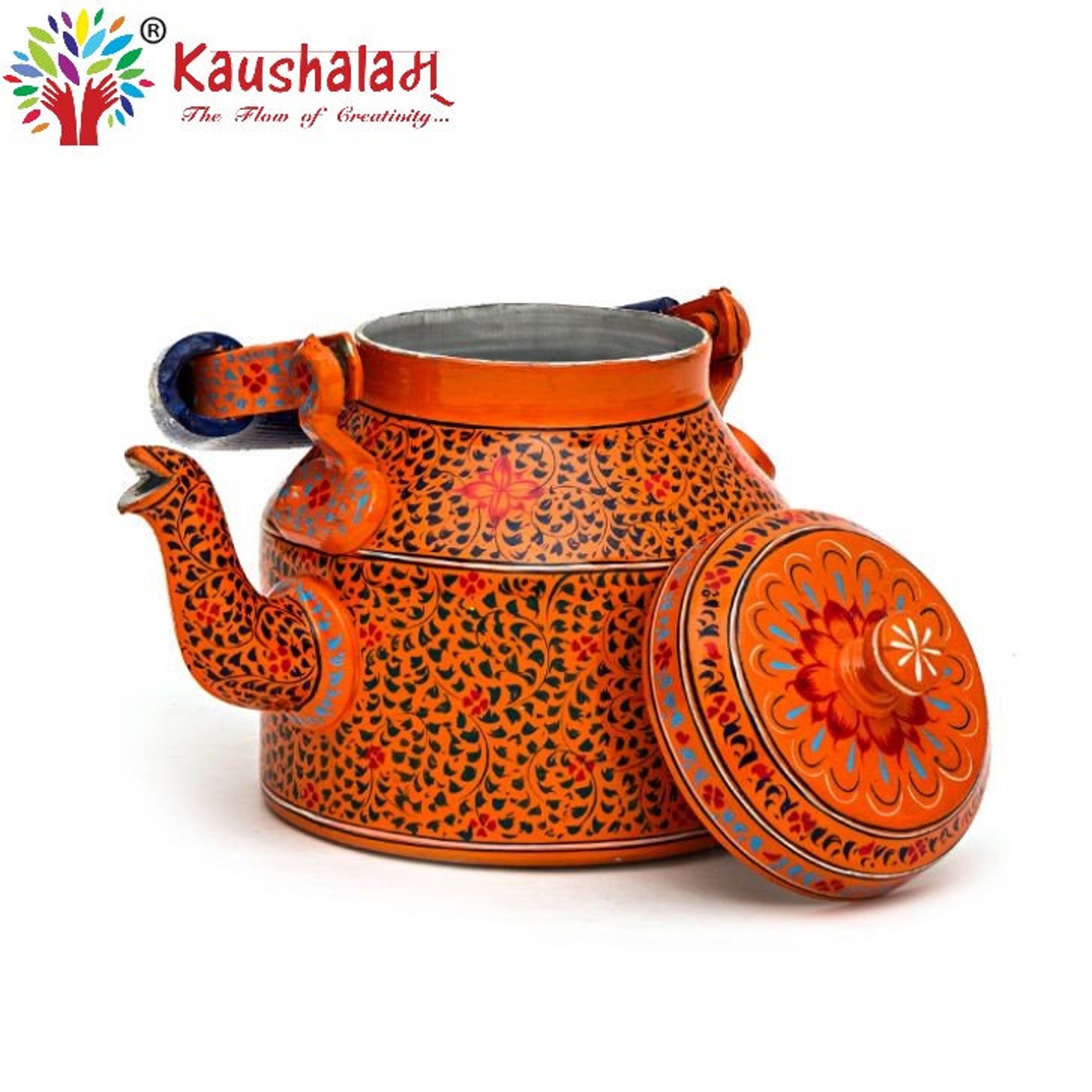 Indian Kettle Hand Painted Tea Kettle : sunshine | Etsy