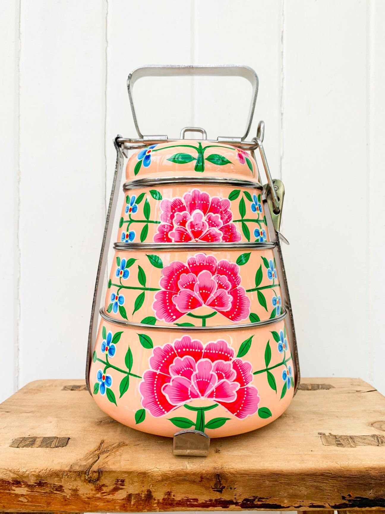 Kaushalam hand painted 3 tier lunch box A dabba or | Etsy