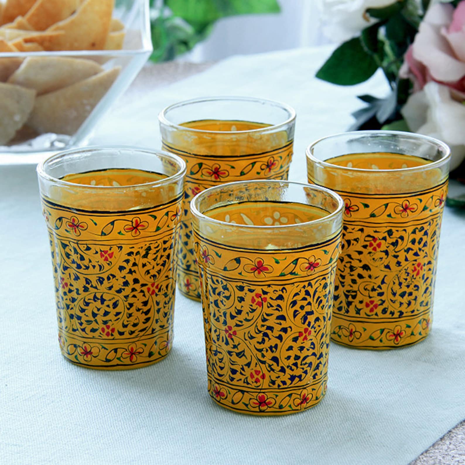 Hand Painted Tea Glasses Set of 4 Cutting Chai Glasses - Etsy