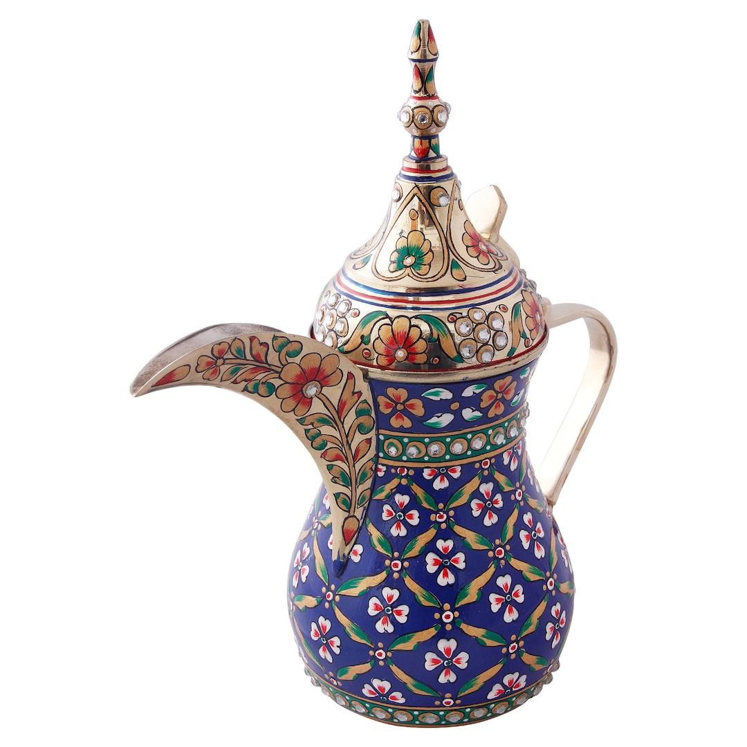 Hand Painted Brass Coffee Pot- Arabic Dallah Coffee Pot, Arabian Décor ...