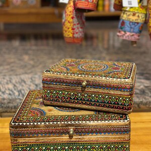 Hand Painted Mango Wood Boxes Set: Indian Treasure Chests - Etsy