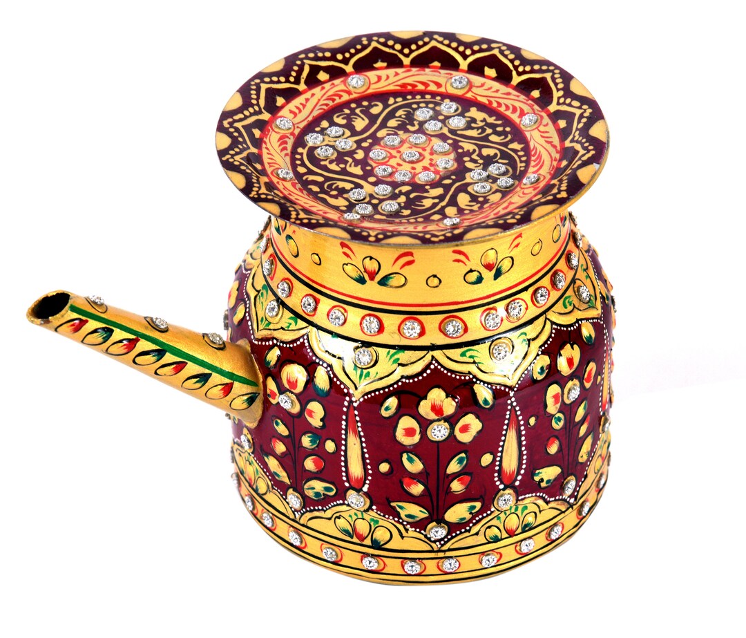 Hand Painted Water Copper Water Pitcher With Lid, Copper Water Jug for ...