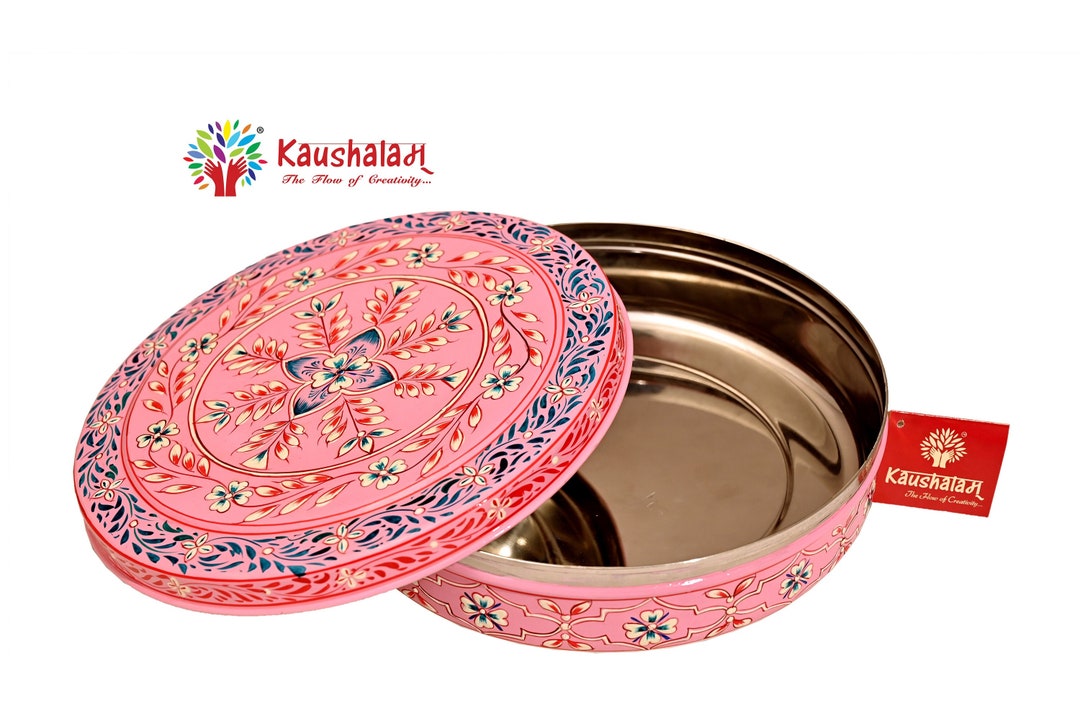 Hand Painted Steel Tortilla Holder, Pita, Papad, Roti, Nan Bread ...